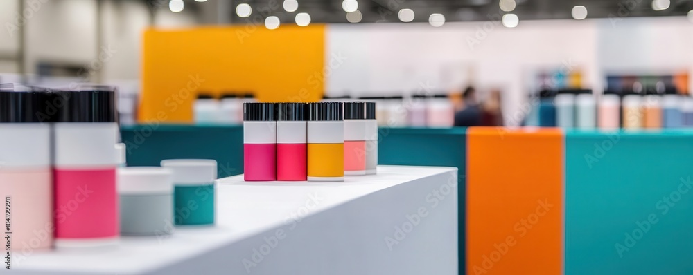 Magazine photograph of MLM products on display at a trade show, neat ...