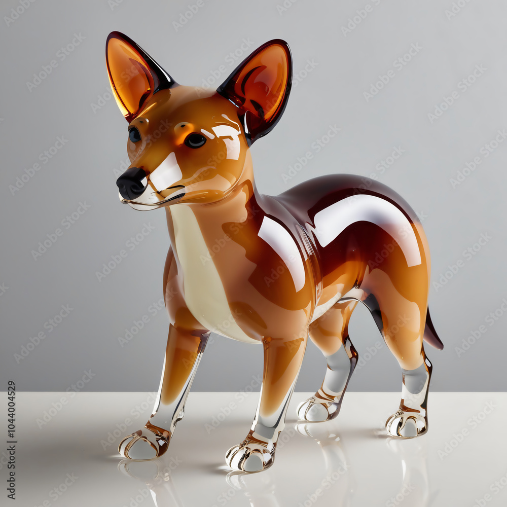 Realistic glass sculpture of dingo with amber and brown gradient on ...