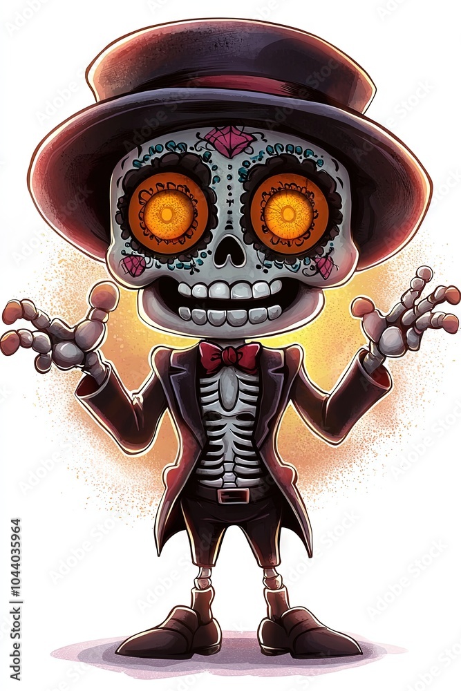 funny 3D day of the dead cartoon character with a modern animation style Stock Illustration ...
