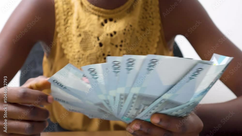 Young black african female lady woman wearing yellow golden top dress ...