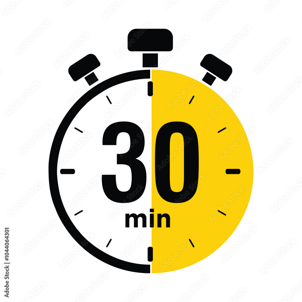 30 minute Timer, clock, stopwatch isolated icons. Countdown timer ...