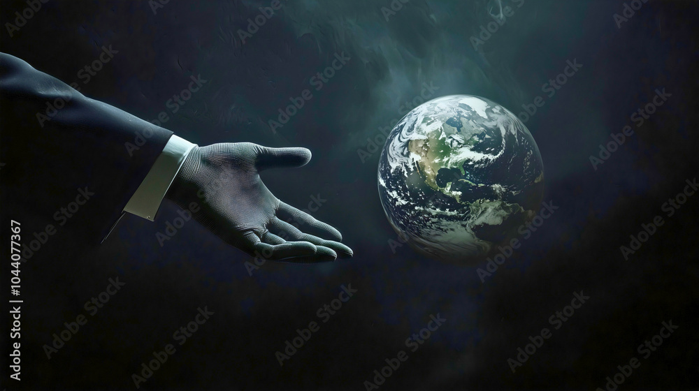 Photo & Art Print A hand controlling the Earth from the shadows ...