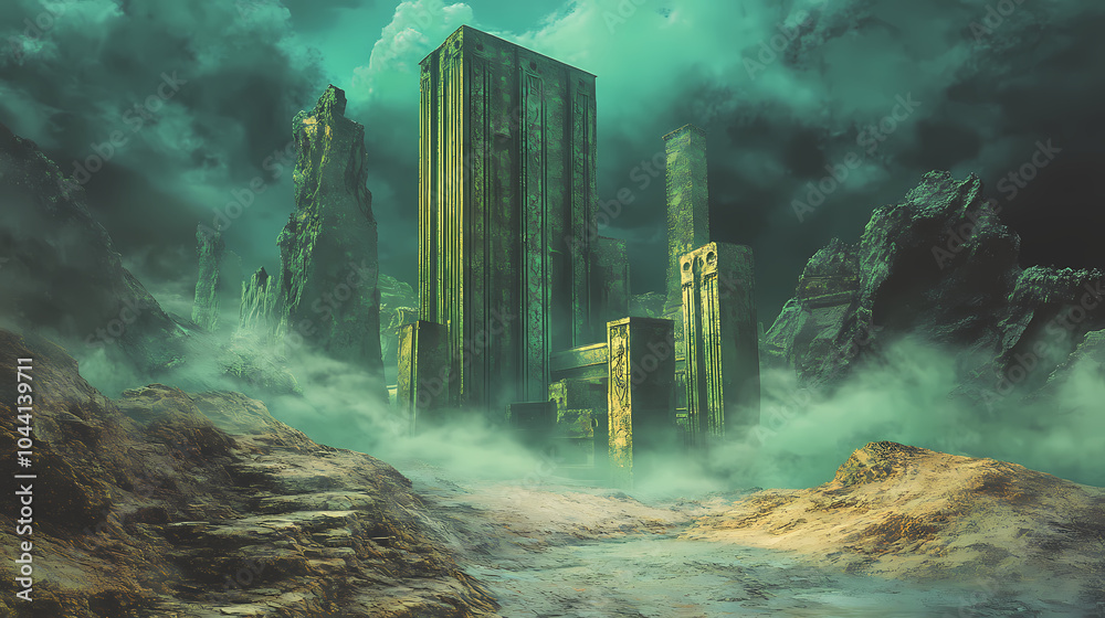 Tall building middle mountain lost city atlantis humans hide underwater ...