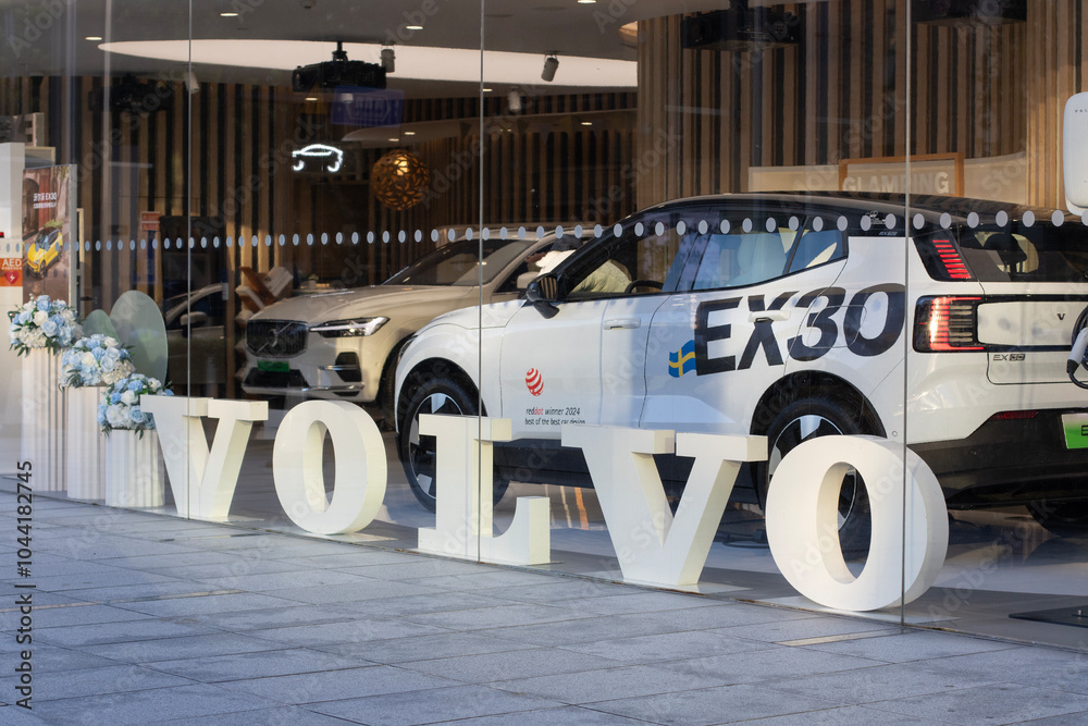 Shanghai, China - July 31, 2024: Volvo EX30, an all-electric SUV, is ...