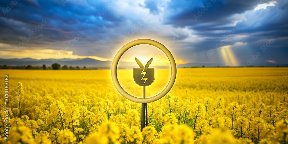 Electric Power Logo Design with Lightning Bolt and Flower Field ...