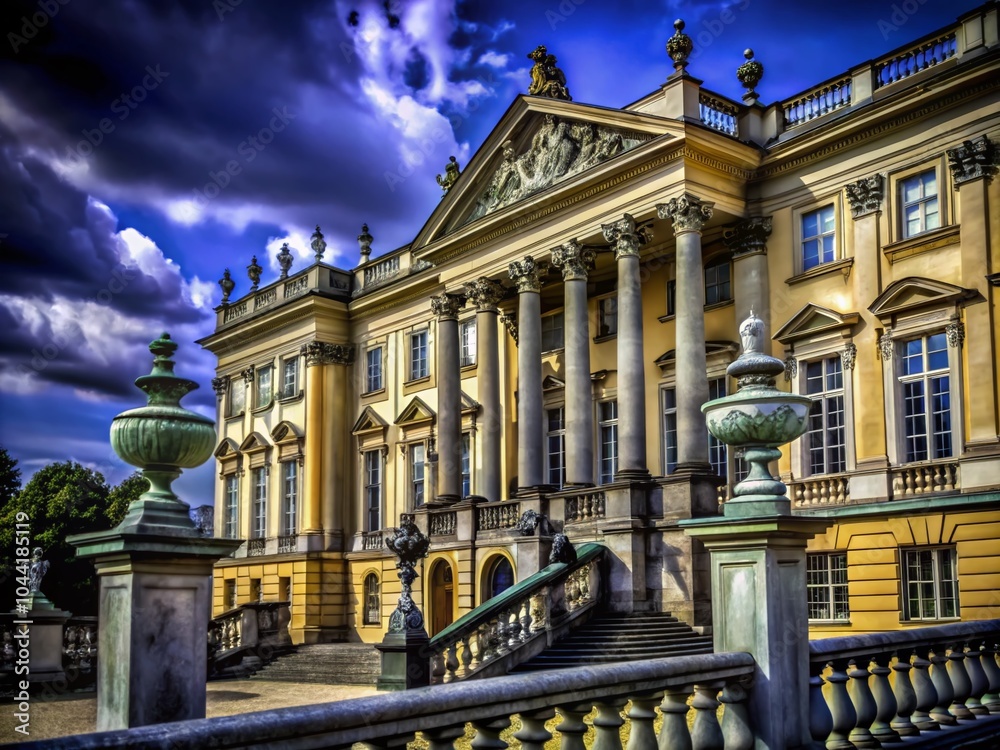 Elegant Neoclassical Palace Architecture with Restored Columns and ...