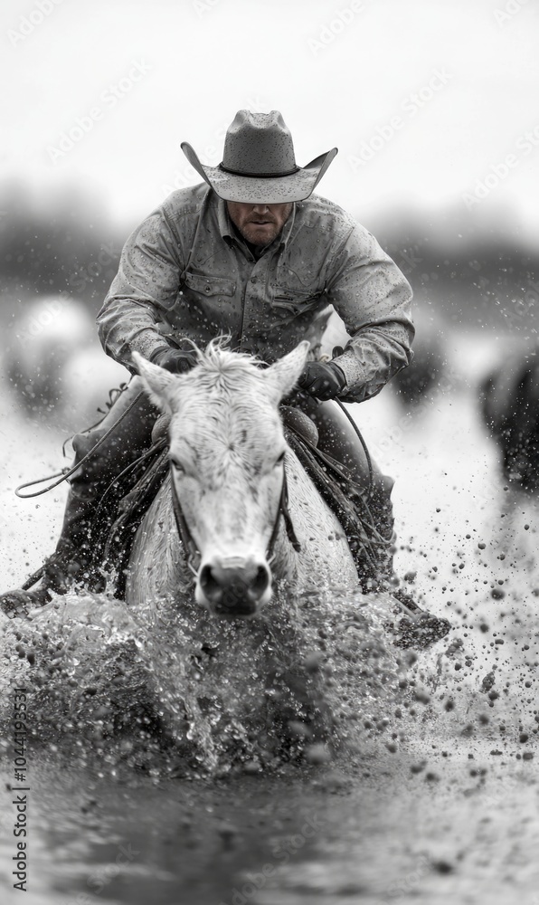 Western life: portrayal of a cowboy immersed in daily ranch work ...