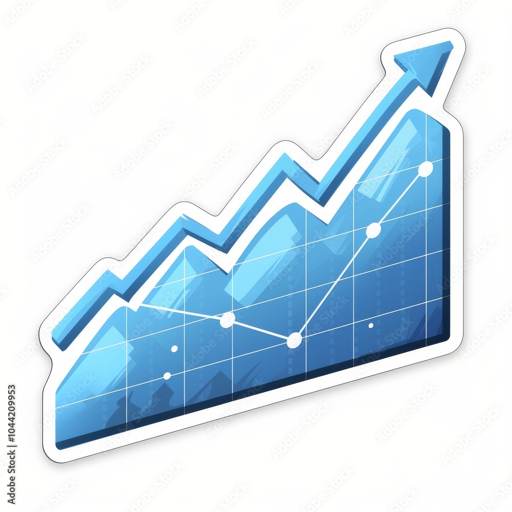 Stylized blue graph icon representing growth and success in business ...