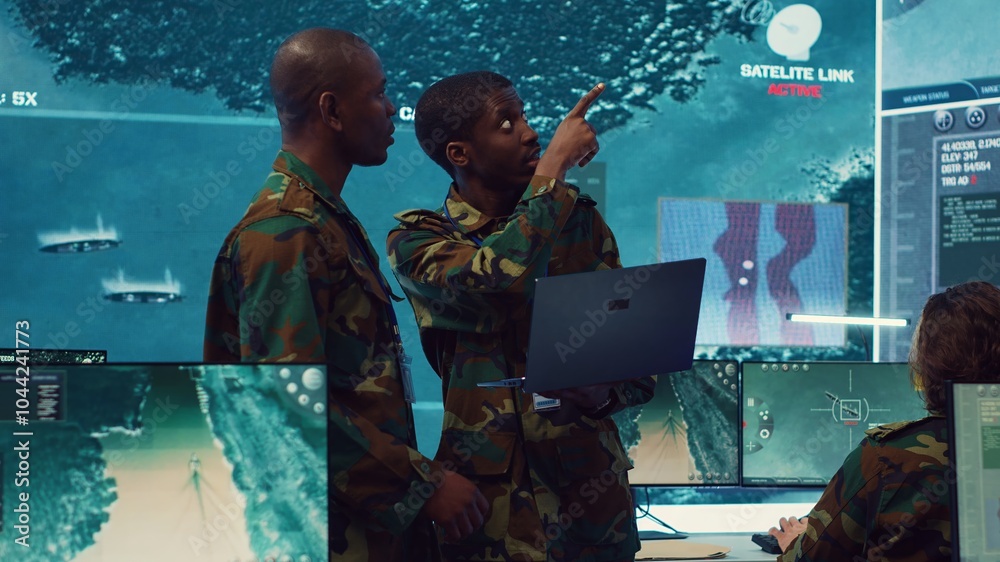 Signal support systems specialists work with battlefield data and ...