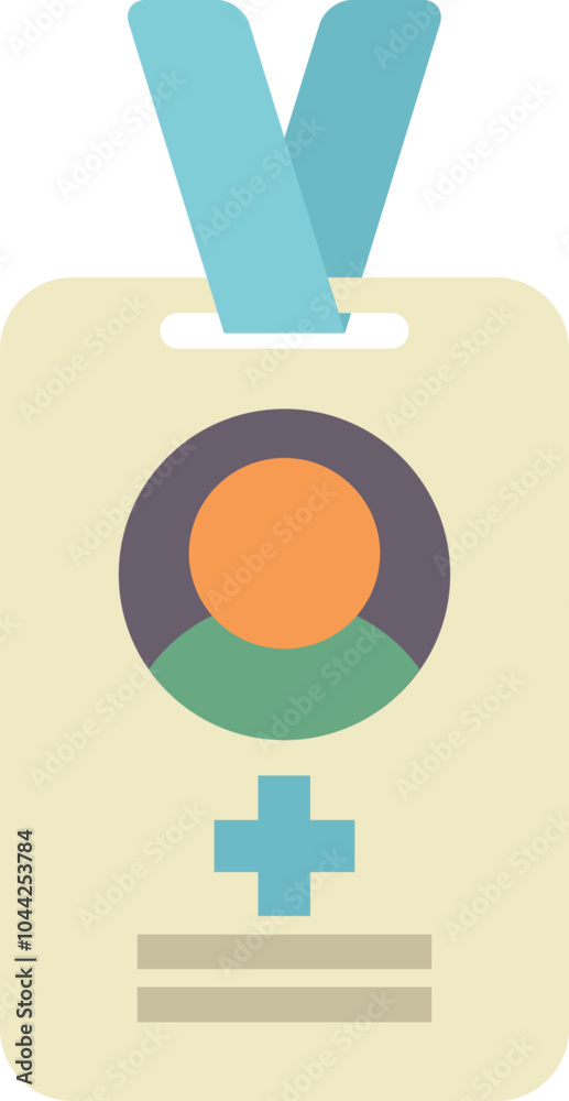 Medical id card hanging with blue ribbon showing doctor or nurse ...