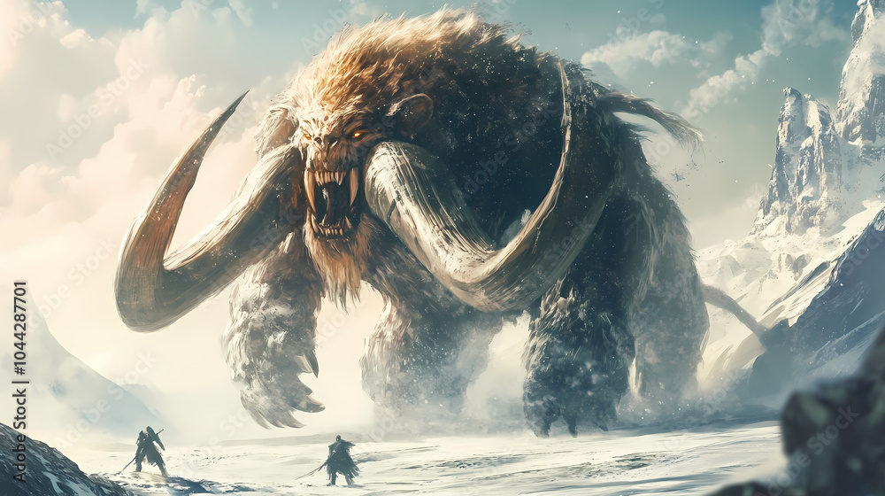 Powerful mythical monsters stride across the earth majestic and wild ...