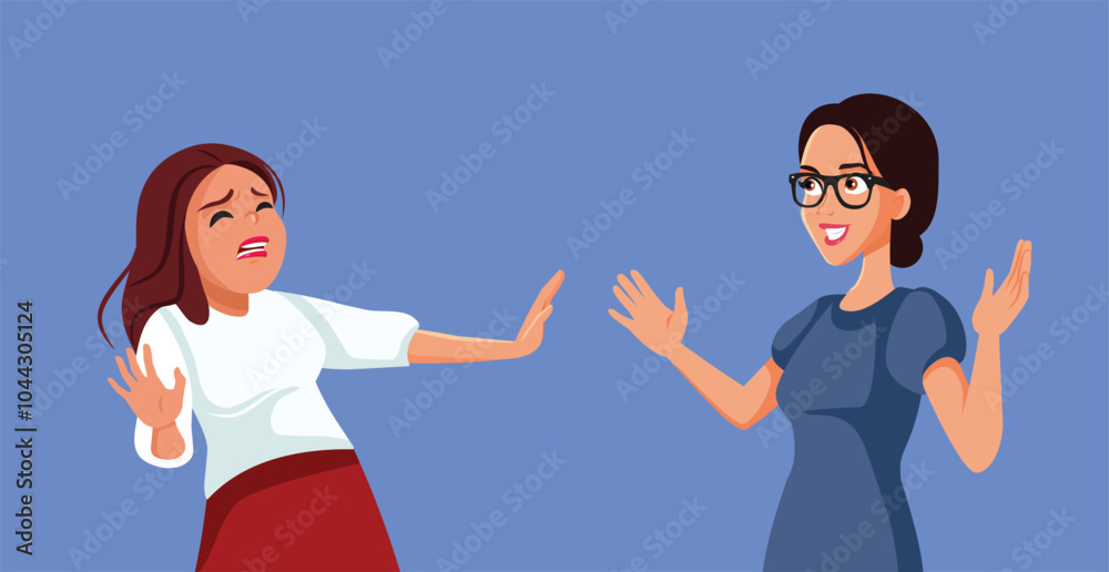Upset Woman Rejecting a Hug from a Friend Vector Cartoon Illustration ...