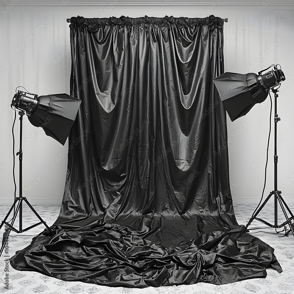 Minimalist black and white photography studio backdrop on a plain solid ...