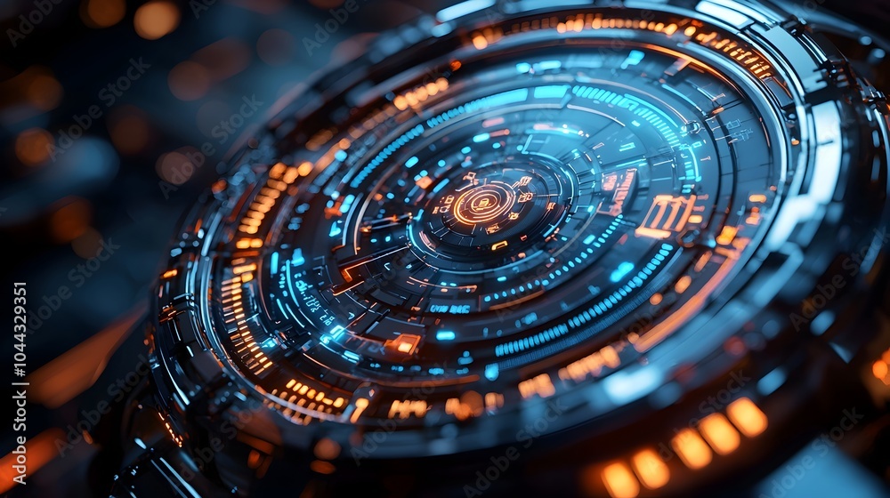 depiction of a sleek modern alarm clock filled with robotic arms ...