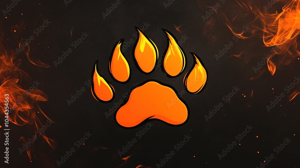 Fiery orange paw logo design with bold and vibrant colors. A dynamic ...