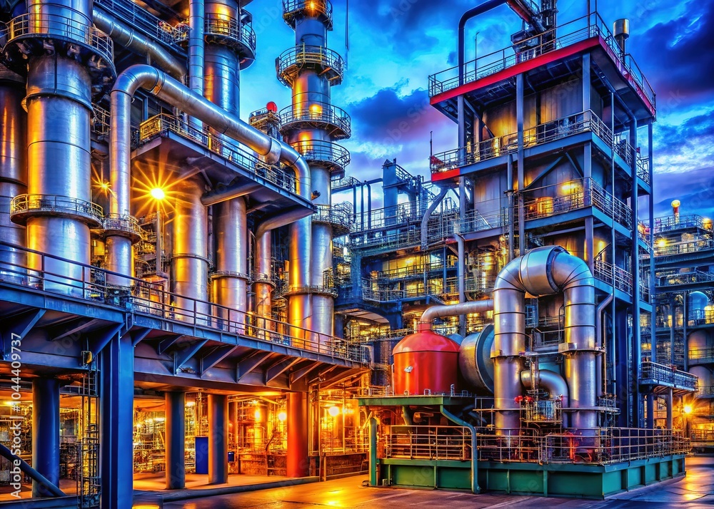 A chemistry factory for medicine production, showcasing an engine room ...