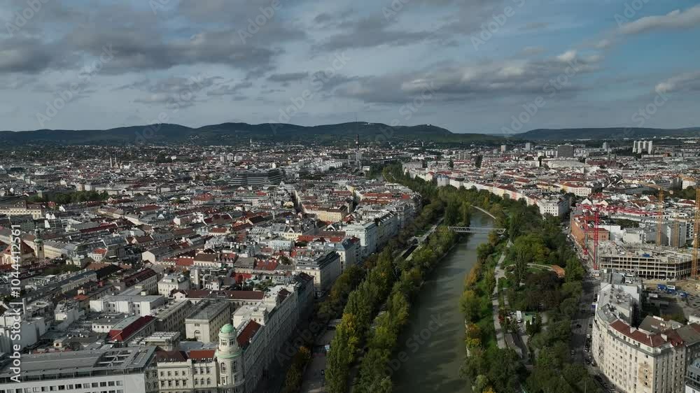 Vienna aerial view in Austria is one of the most famous capital cities ...