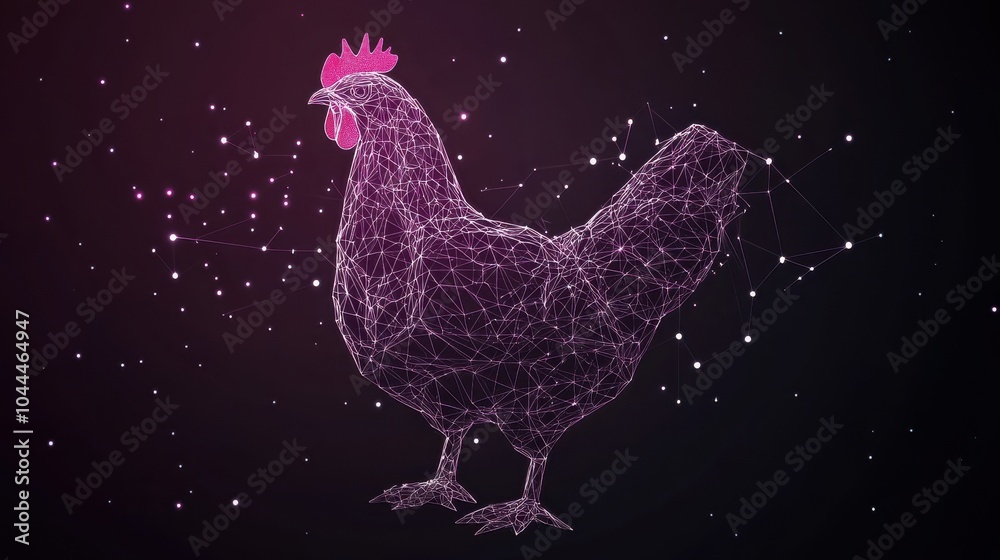 Chicken and egg. Low poly wireframe. Vector polygonal image in the form ...