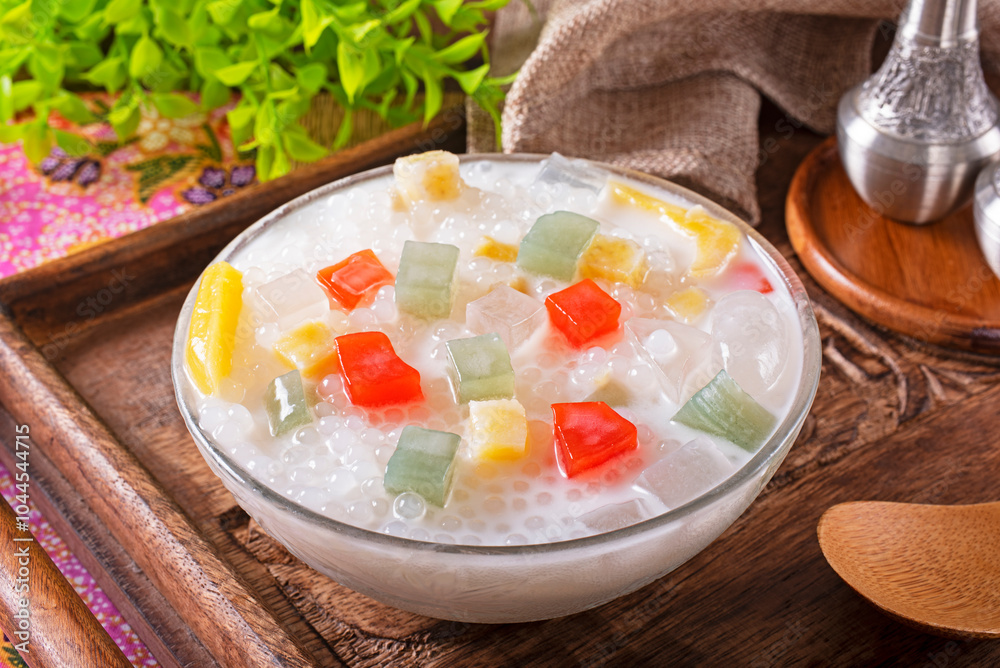 Bubur Cha Cha dessert made from tapioca pearls, sweet potato, taro ...