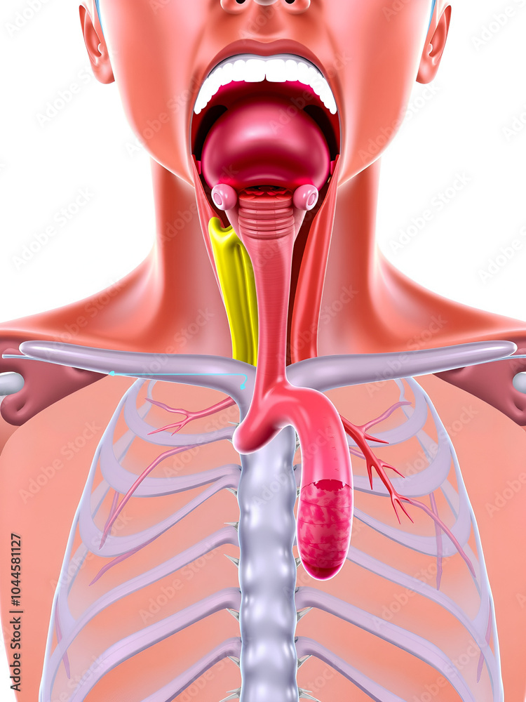 Ilustração do Stock: 3D illustration of the human throat anatomy ...