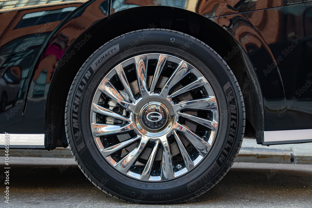Russia, Moscow - September 5, 2024: Black chinese minivan GAC M8 , VAN ...