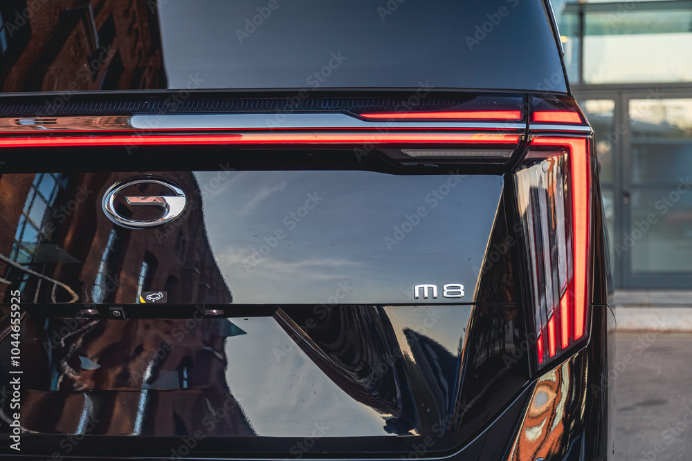 Russia, Moscow - September 5, 2024: Black chinese minivan GAC M8 , VAN ...