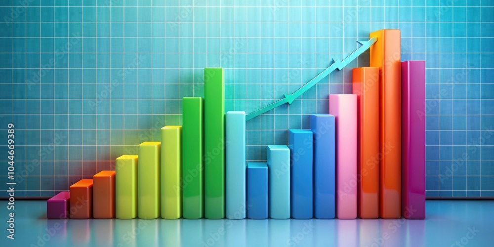 Abstract stock photo depicting a colorful chart graph showing growth ...