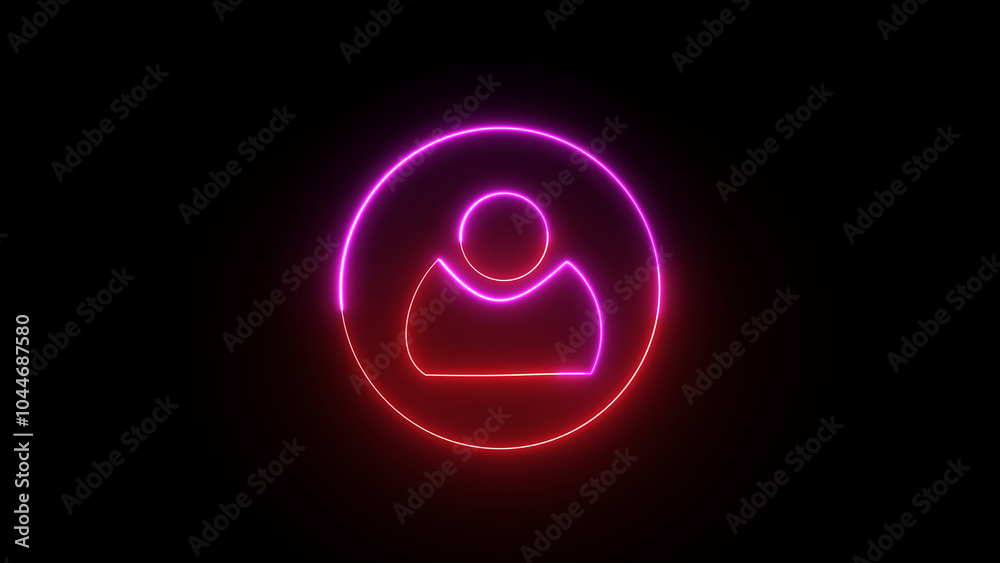 Neon glowing user icon animation. Neon profile icon and avatar user ...