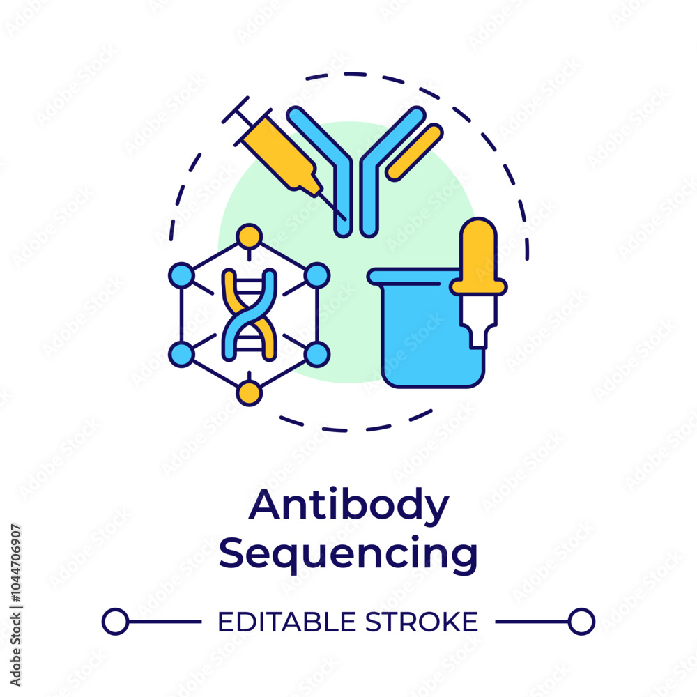 Antibody sequencing multi color concept icon. Antibody production ...