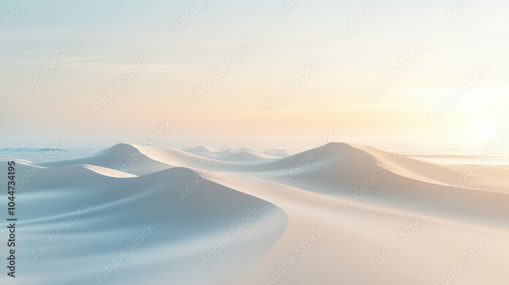 serene landscape featuring soft, undulating sand dunes transitioning ...
