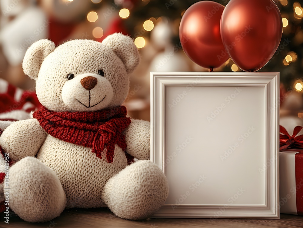 Cozy Christmas Teddy Bear Mockup: A heartwarming Christmas scene with a ...