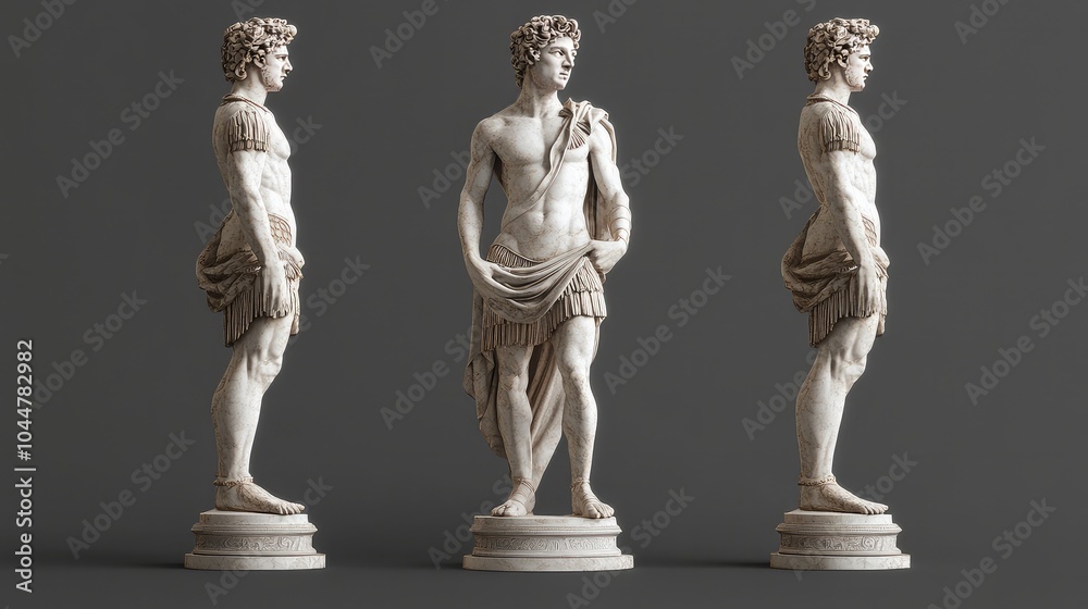 3D model of a Perseus statue made of marble during the Renaissance. In ...
