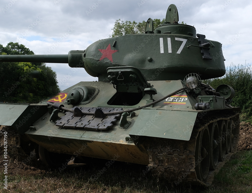 Victory show, Leicester, UK. August 2024.The T-34 is a Soviet medium ...