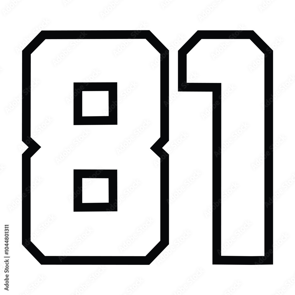 81 Classic Vintage Sport Jersey / Uniform numbers in black with a black ...