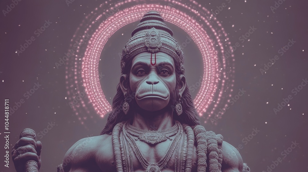 Hindu God Hanuman with Pink Glow Deity Mythology Religion Spirituality ...