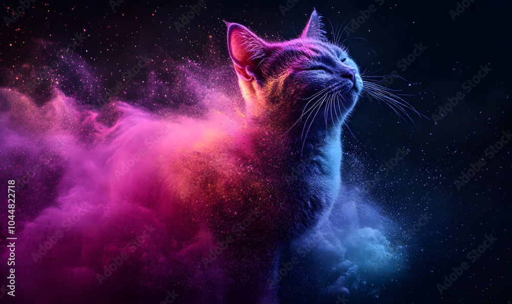 Fantasy and beautiful cats with explosion effects, beautiful cats ...