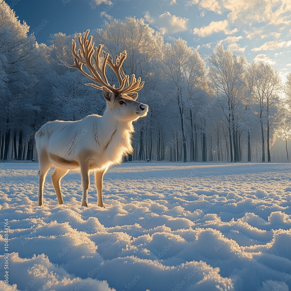 hirsch, albino, weißes, fell, wiehnachtem renntier, rentier ...