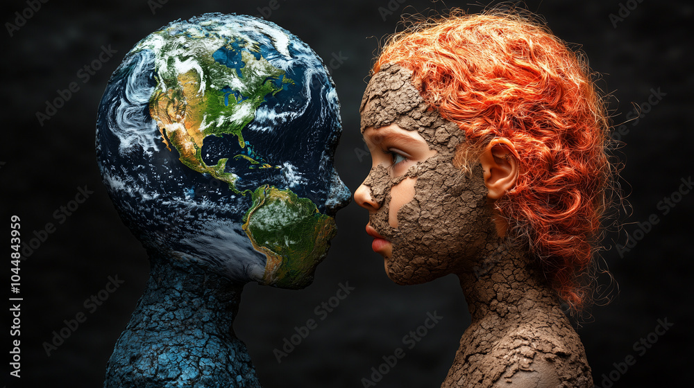 Abstract image of a young Adam and Eve reflecting the looming crossroad ...