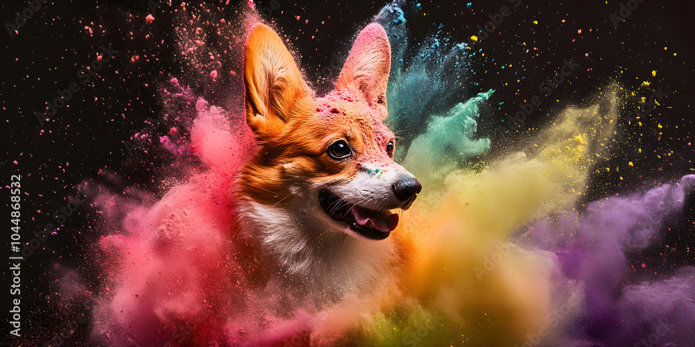 Fantasy and beautiful Corgi explosion special effects, dogs, beautiful ...