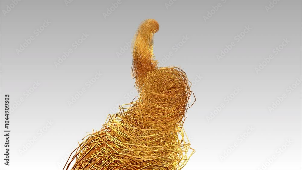 Gold fiber optic cable. Information flows by wire. Concept of ...