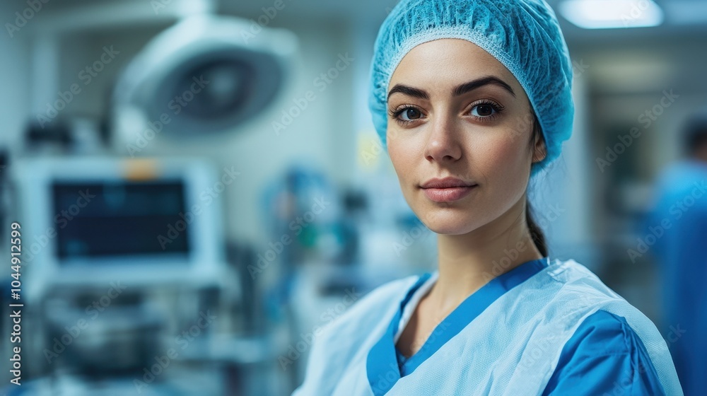 Portrait of a young female nurse in a hospital, showcasing her ...