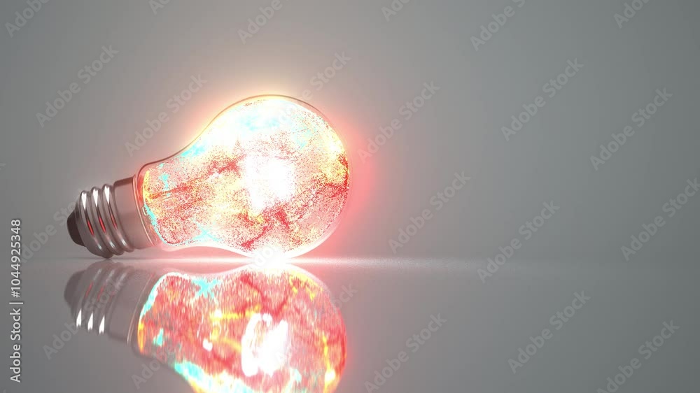 4k video of the lightbulb with colorful glowing lights. ProRes 4444 ...