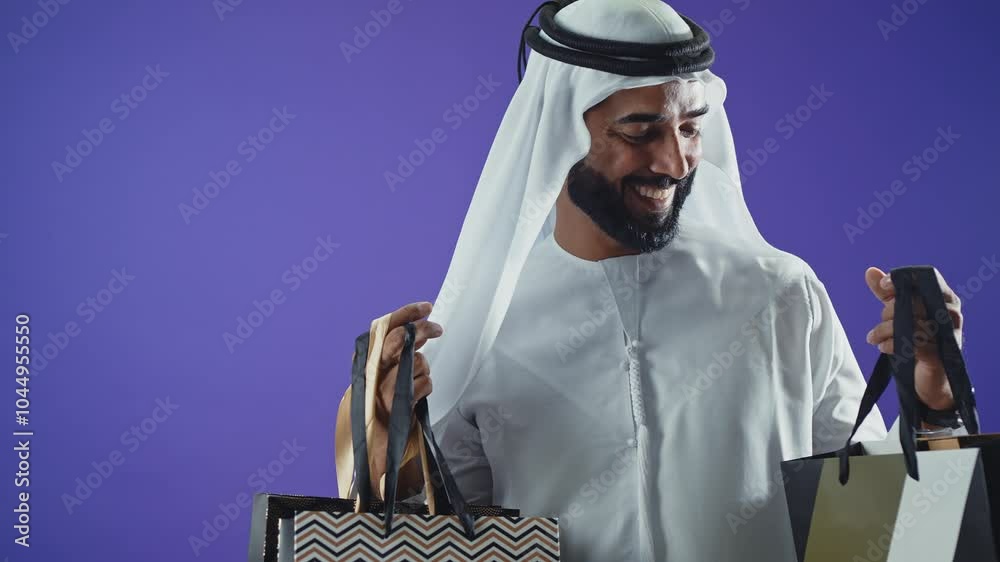 Handsome saudi arabian middle-eastern man with traditional thwab ...