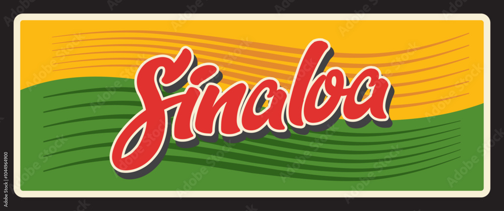 Mexico sign of Sinaloa, mexican travel plate. Mexico district or estado ...