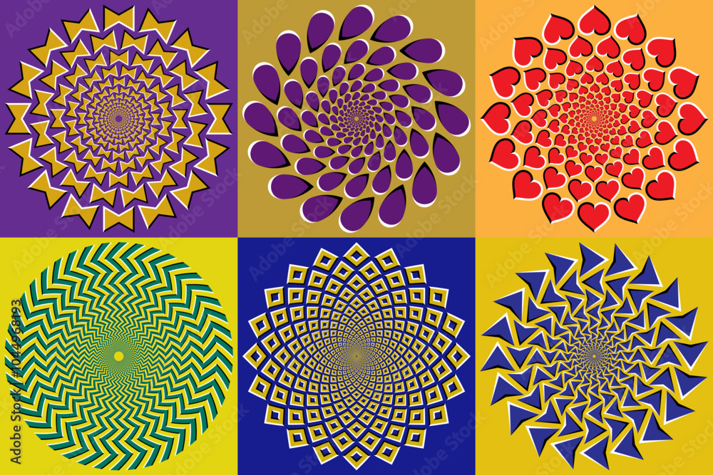 Vector set of circular patterns with different shapes and stripes ...
