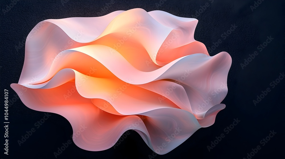 Captivating 3D render of an iridescent abstract form glowing against a ...