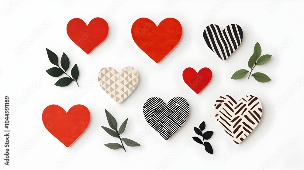 Foto de Collection of various sized red heart shaped stickers featuring ...