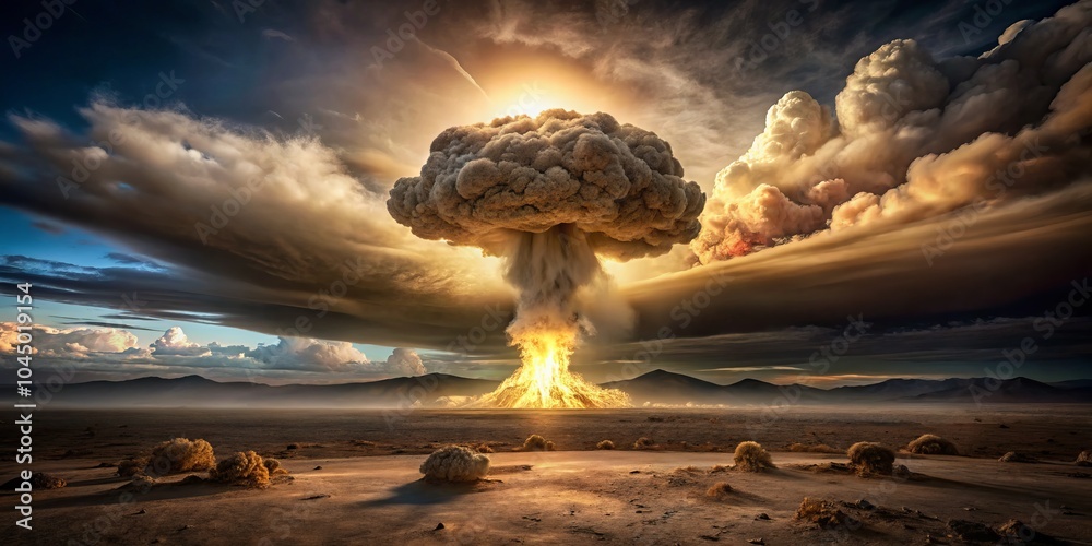 Nuclear Explosion in Desert: Hydrogen Bomb Test, Mushroom Cloud, World ...