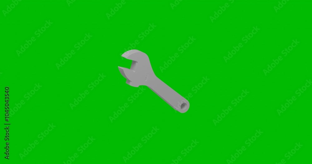 Animation of rotation of a white adjustable wrench symbol with shadow ...