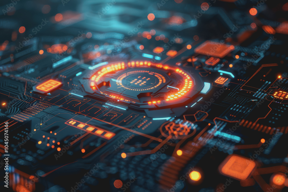 High-tech loading animation with digital network patterns and ample ...